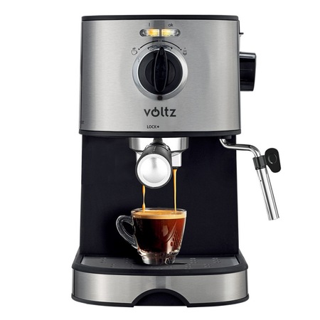 Espressor Voltz V51171D, 20 bar, 850W, 2 strecuratoare, Negru/otel inoxidabil - eMAG.ro