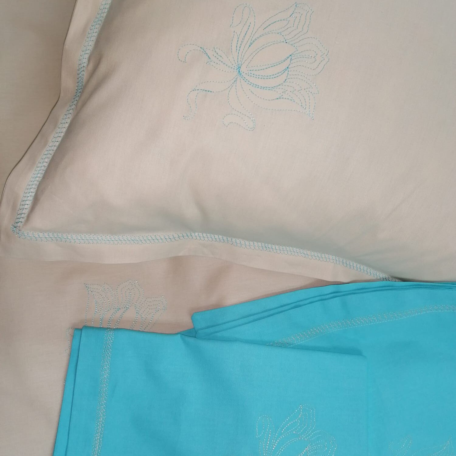 Set 2 Fete de perna Casa Bucuriei, model Clasic Iris, crem/turcoaz ...