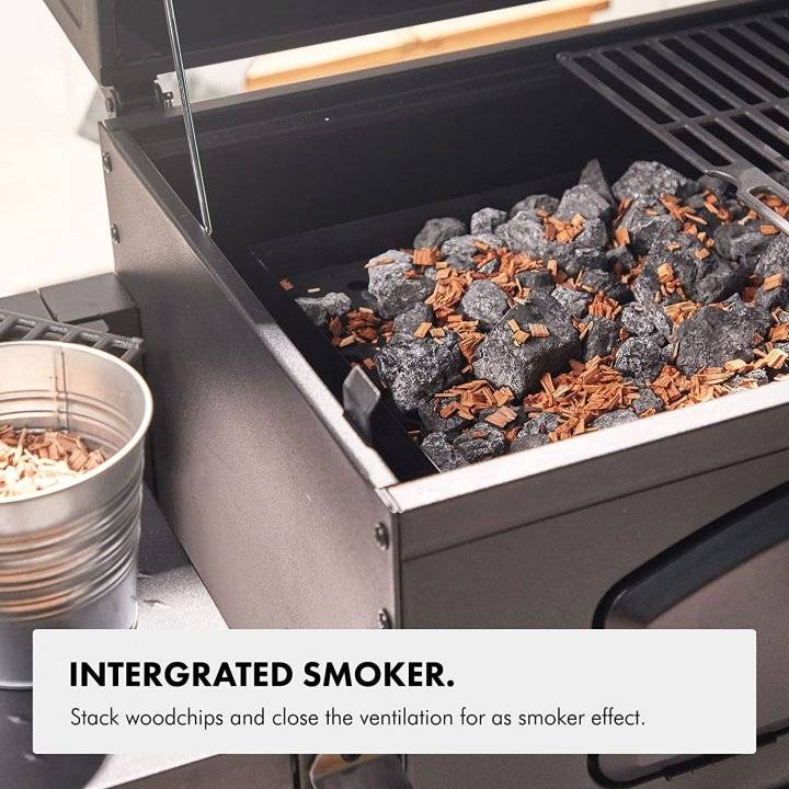 Gratar exterior din fonta, cu capac VonHaus 2500250, pe 2 roti, functie ...