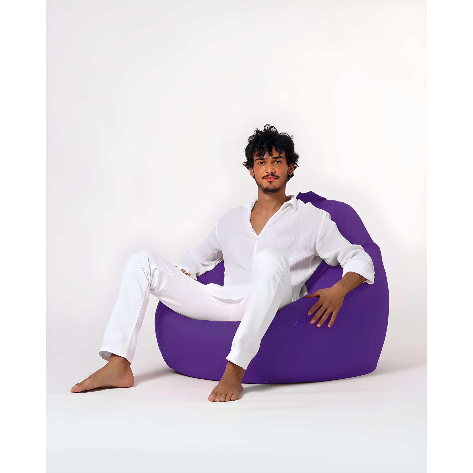 Fotoliu puf, tip para, mov, umplut cu perle din polistiren, husa ...