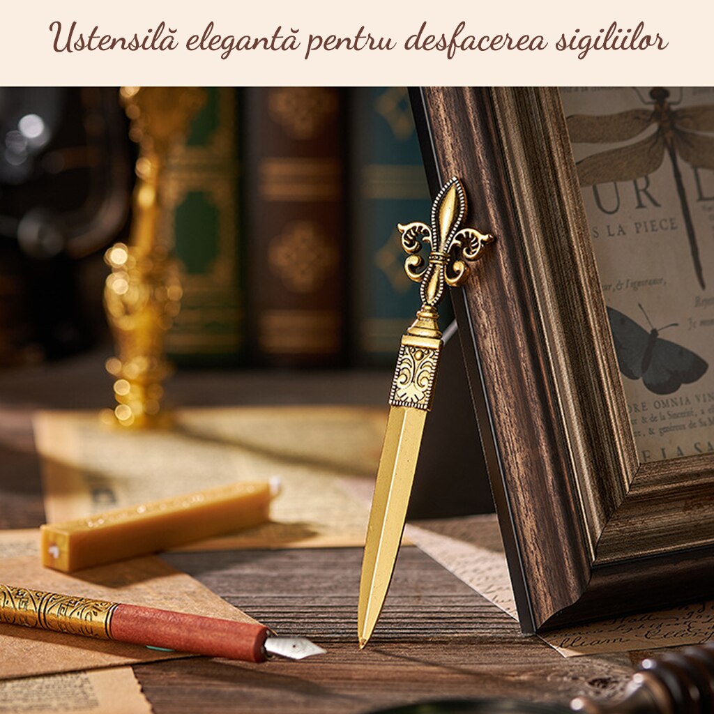 Set premium de caligrafie cu pana de scris vintage si stilou cu penita ...