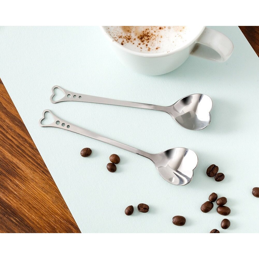 Set 2 lingurite in forma de inima, Argintii, Inox - eMAG.ro