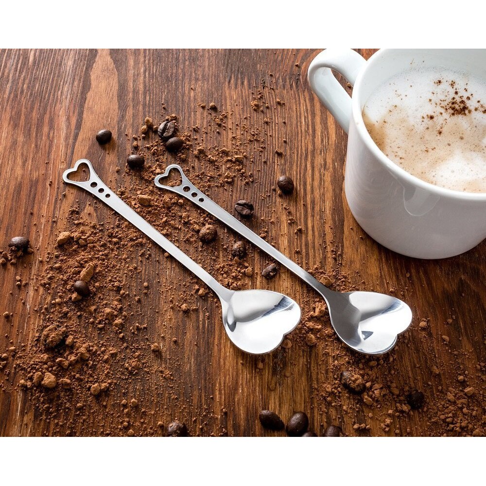 Set 2 lingurite in forma de inima, Argintii, Inox - eMAG.ro