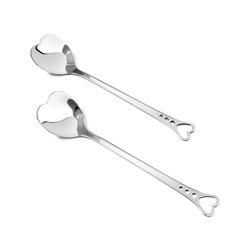 Set 2 lingurite in forma de inima, Argintii, Inox - eMAG.ro