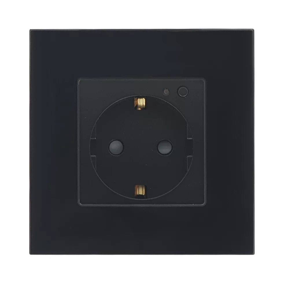 Priza smart monitorizare energie, panou de sticla, 16A, WiFi, Negru ...