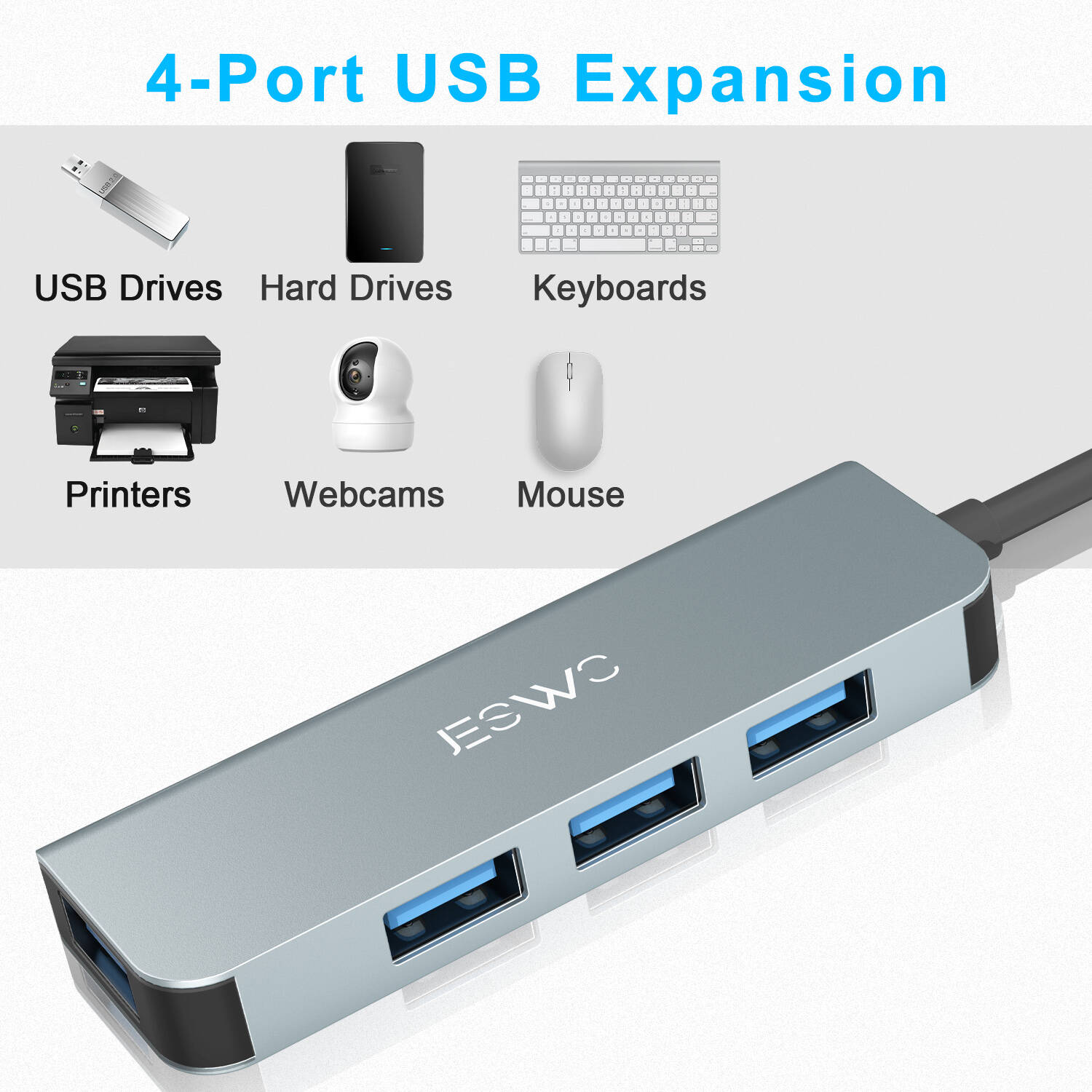 Hub 4in1, ABS/Aluminiu, USB/USB-C, Argintiu - eMAG.ro