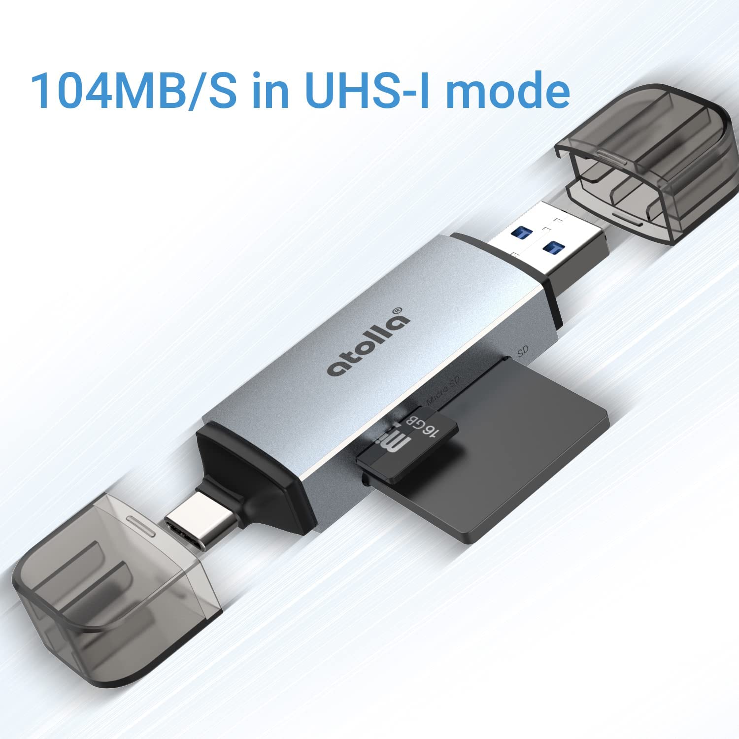 Cititor de carduri, Atolla, USB C/USB 3.0, SD/MMC/SDHC/MicroSD/SDXC ...