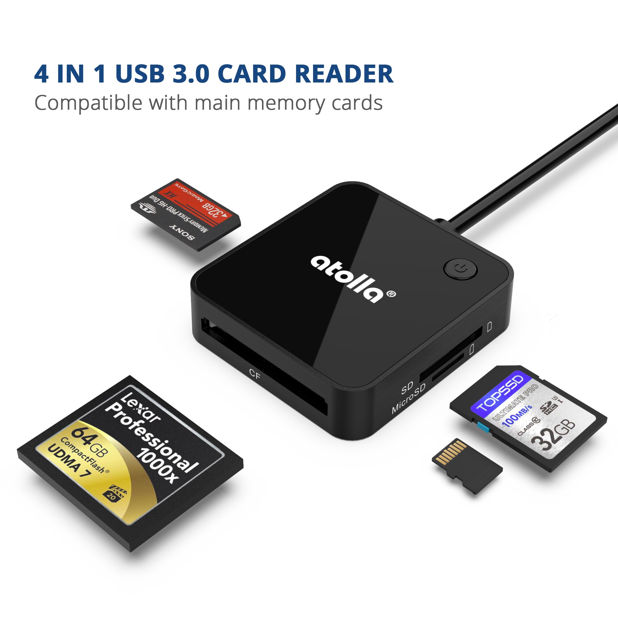 Cititor carduri, Atolla, USB 3.0, SD/MicroSD/TF/MS/CF, Compatibilitate ...