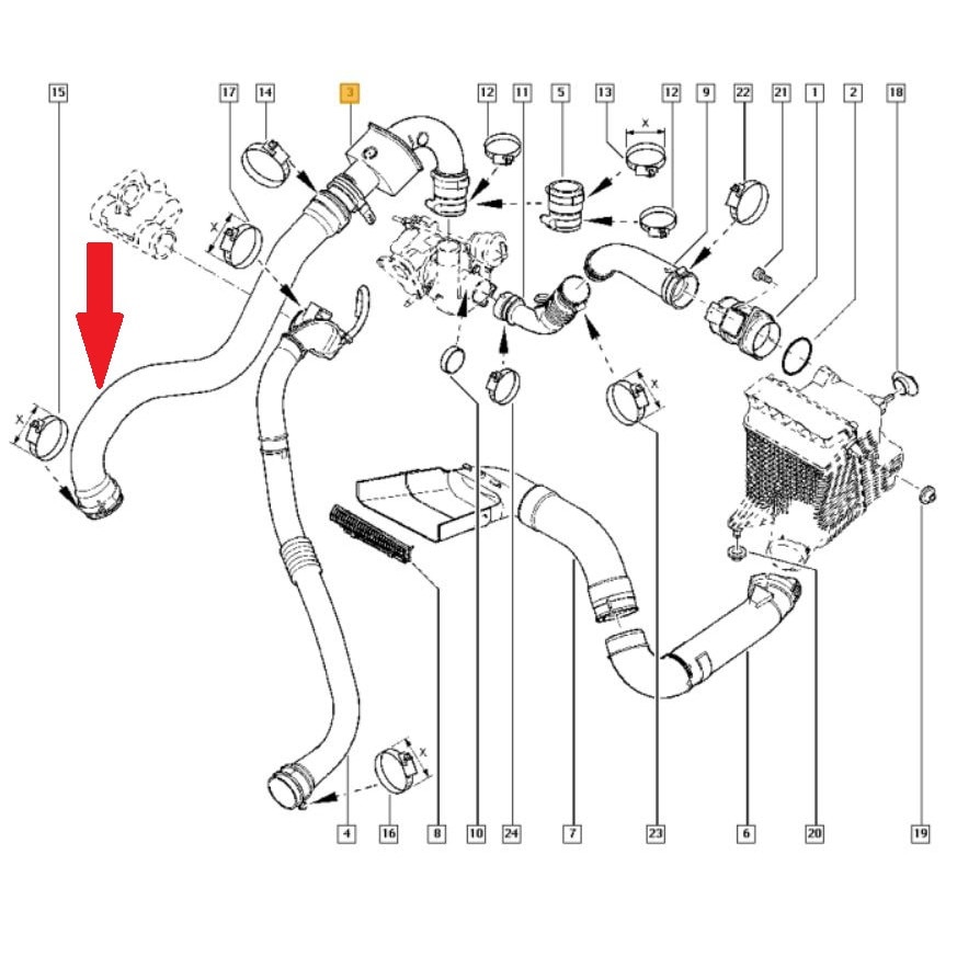 Furtun aer intercooler, Turborury, Renault Megane II 1.5 8200276297 ...