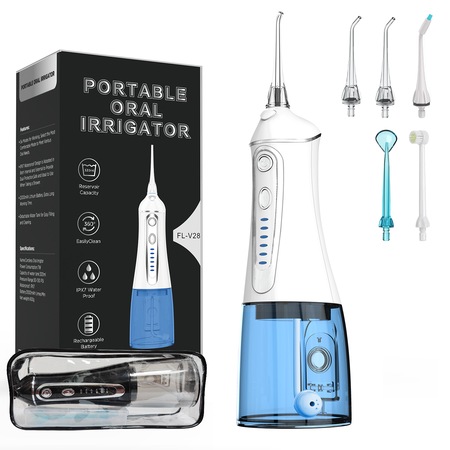 Irigator oral profesional FL-V28, 5 Duze, 6 Programe, 300 ml, IPX7, Alb ...