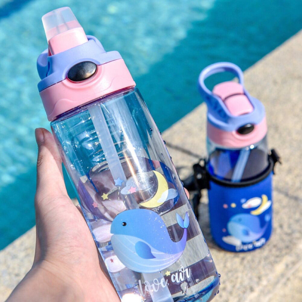 Ceasca de plastic, Pentru copii, cu pai si design cu stele si urs polar ...