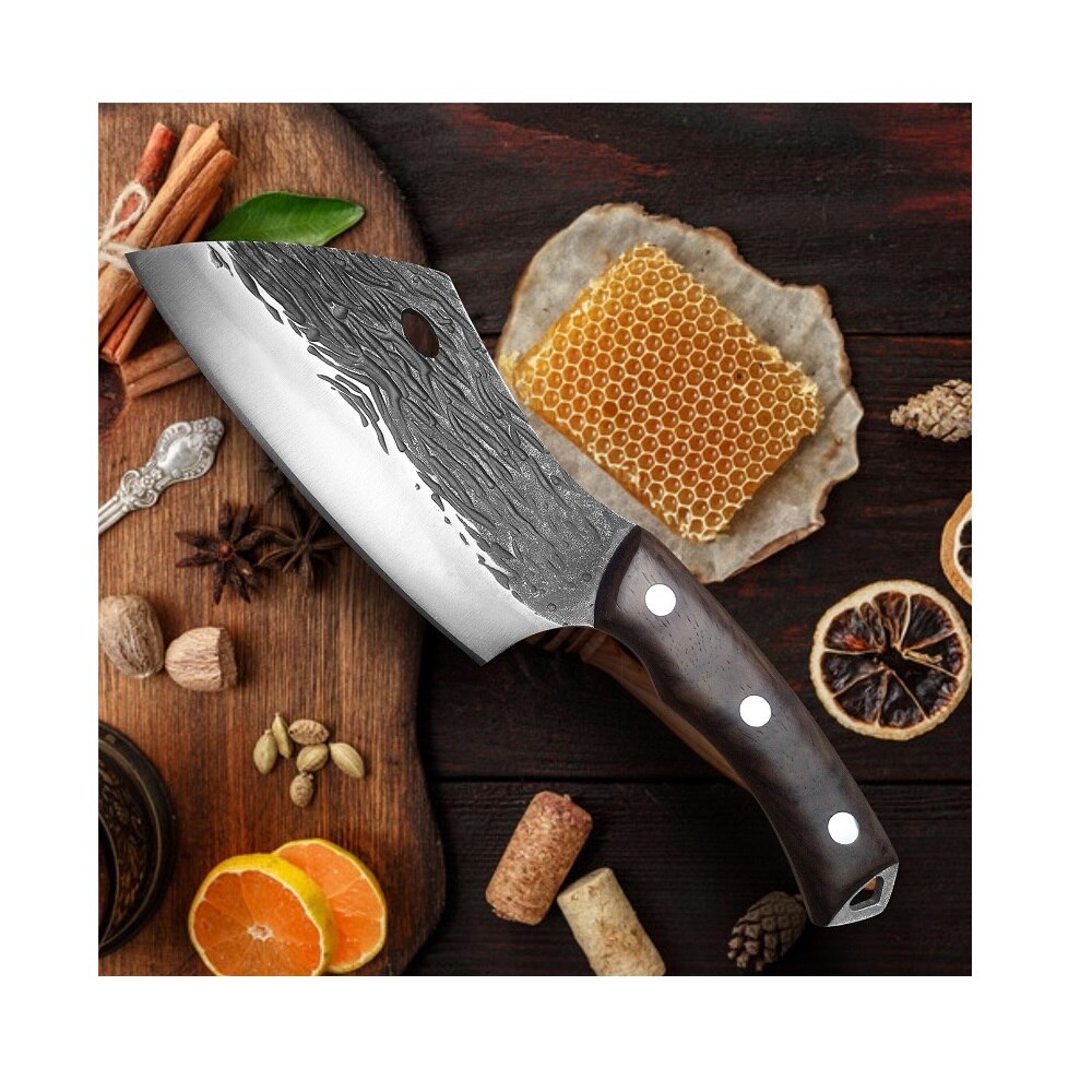 Set profesional Bucatar GP, Cutit & Satar, Full Tang, otel carbon, huse ...