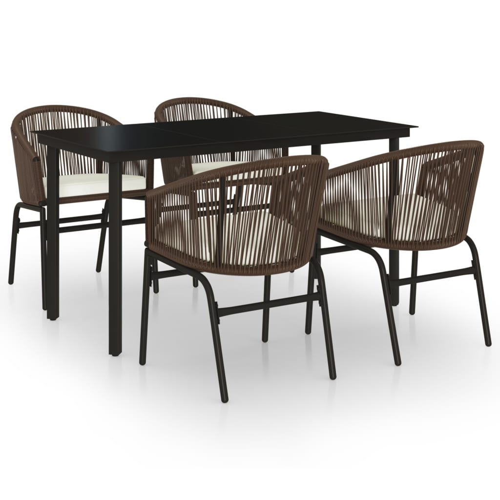 Set de mobilier pentru gradina, VidaXL, 5 piese, maro, 140 x 70 x 74 cm ...