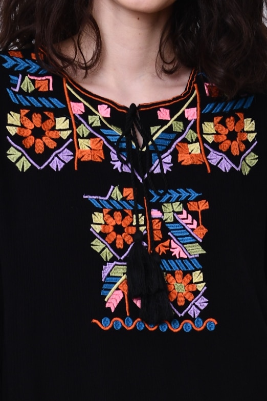 Rochie culoarea neagra cu broderie colorata, Newt - eMAG.ro