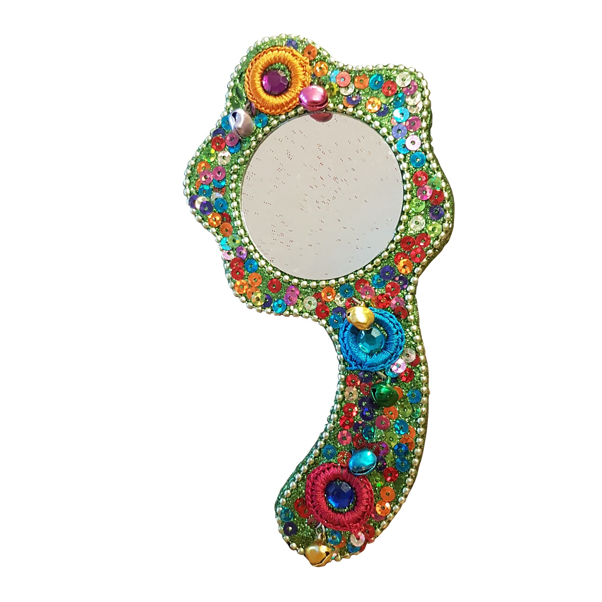 Oglinda cu clopotei hand-made, verde 15 x 8 cm - eMAG.ro