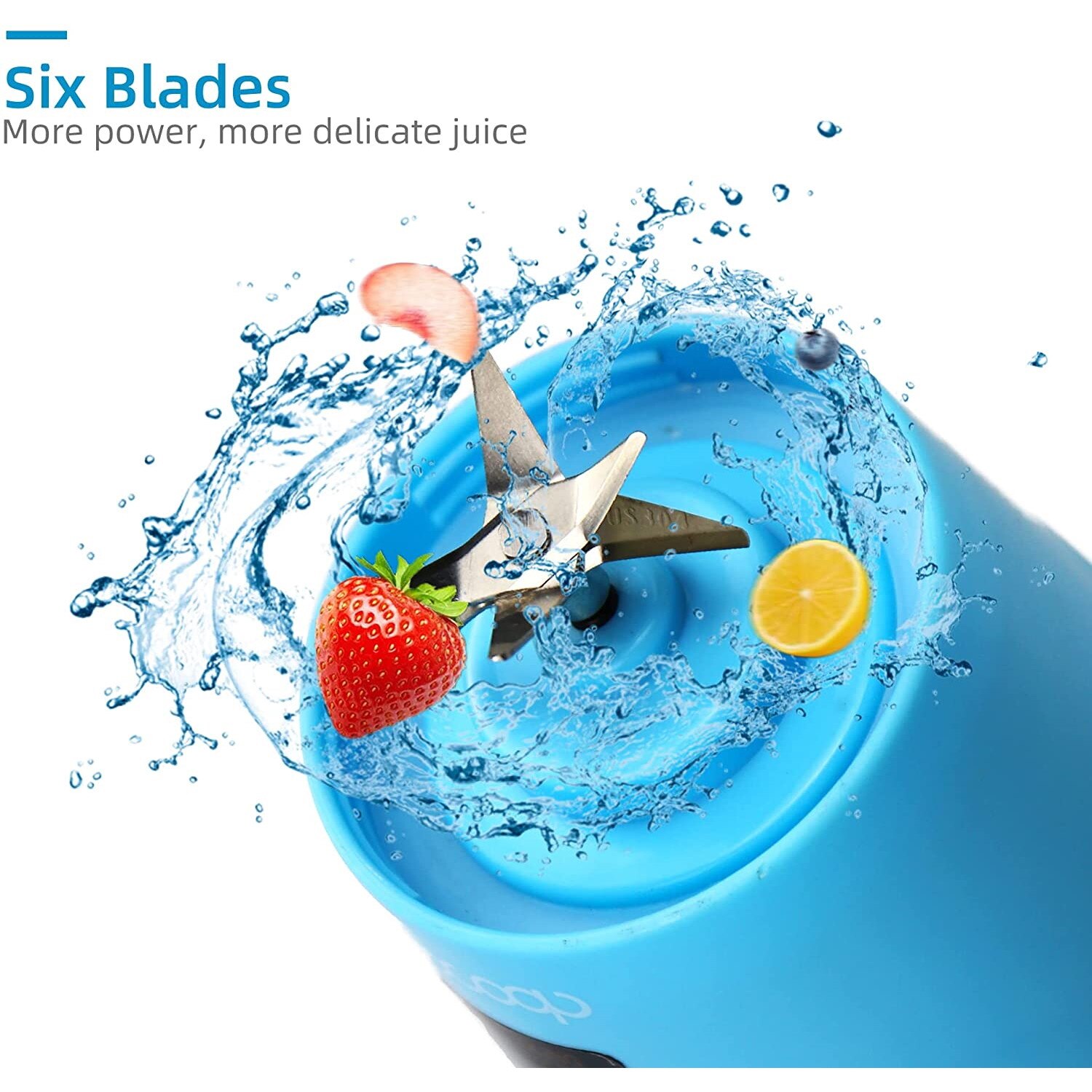 Mixer portabil, 6 lamele 3D din otel japonez, 380 ml, pentru Smoothie ...