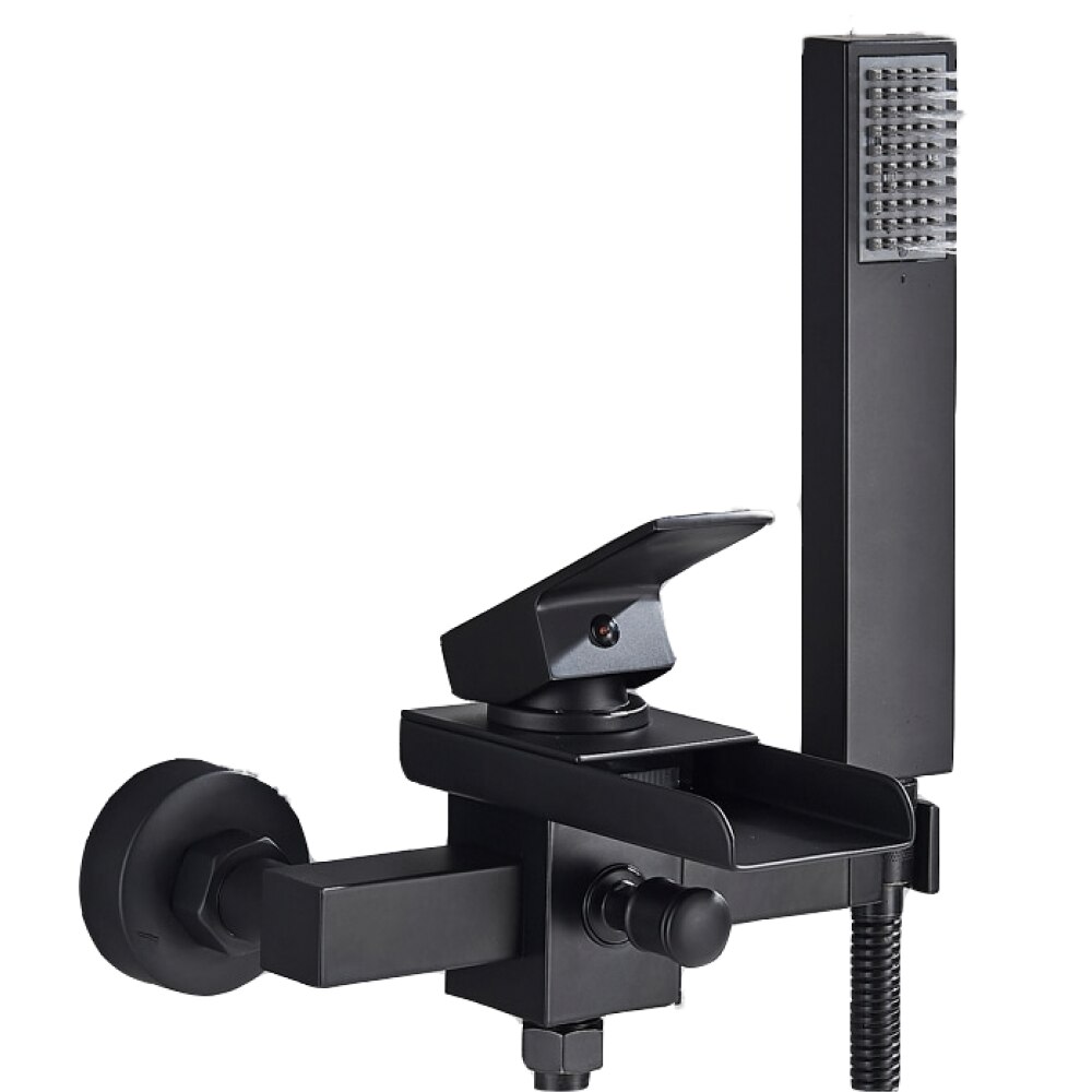 Set dus cu robinet, aspect lux, efect de cascada, negru mat - eMAG.ro