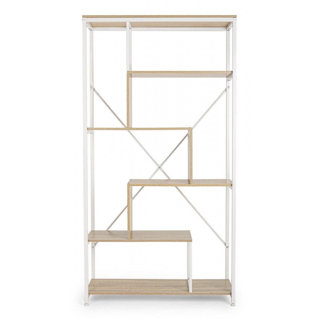 Raft, mdf maro si fier alb, Elettra, 84x34x162 cm - eMAG.ro