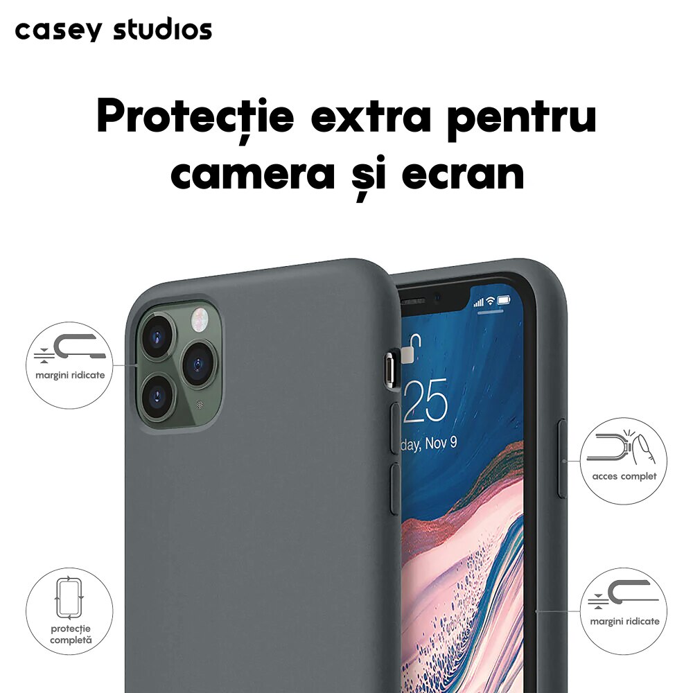 Husa CASEY STUDIOS™ pentru Apple iPhone 11 Pro Max, Soft Silicone ...