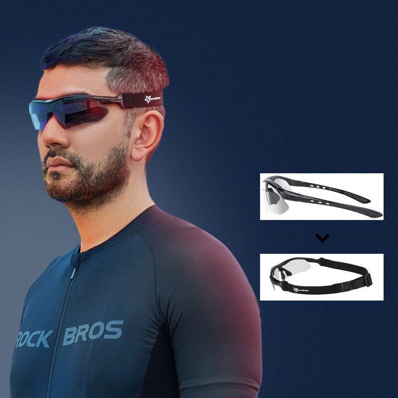 Ochelari de ciclism, ROCKBROS, Fotocromatici, Unisex, UV400, Negru - eMAG.ro