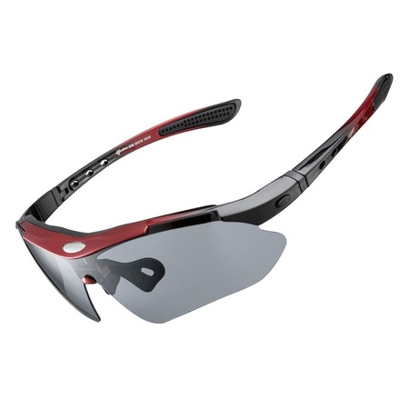 Ochelari de ciclism, ROCKBROS, Polarizati, Cu 4 lentile, Unisex, UV400, Rosu - eMAG.ro