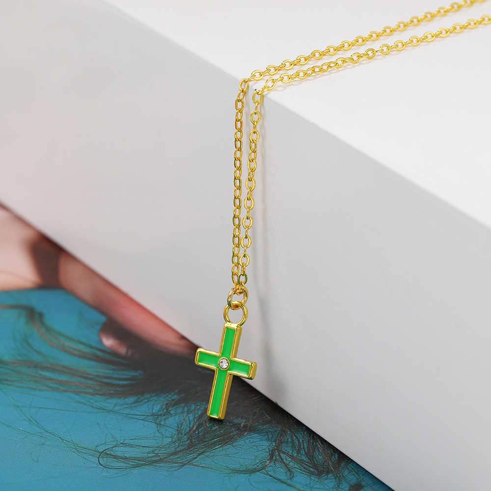 Set 3 coliere dama, Plastic/Cupru, Model cruce, 42 cm, Multicolor - eMAG.ro