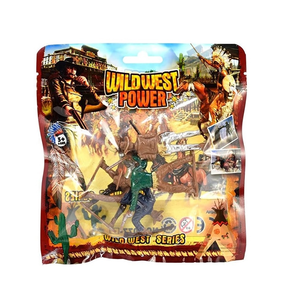 Set figurine de joaca, Vestul salbatic, 4 personje de 6,5 cm - eMAG.ro