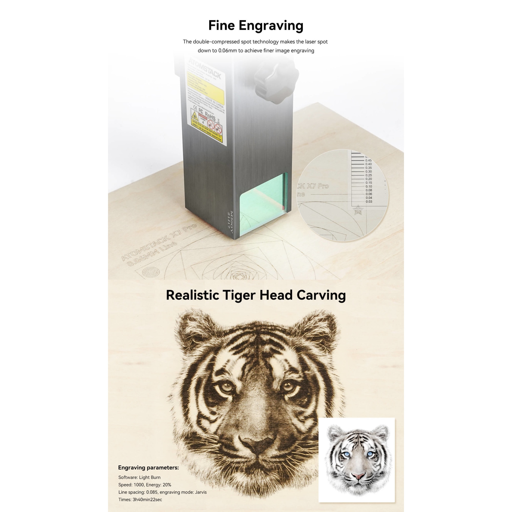 Комбиниран комплект Atomstack X7pro 50w Cnc машина за лазерно рязане и гравиране 410x400 Mm с
