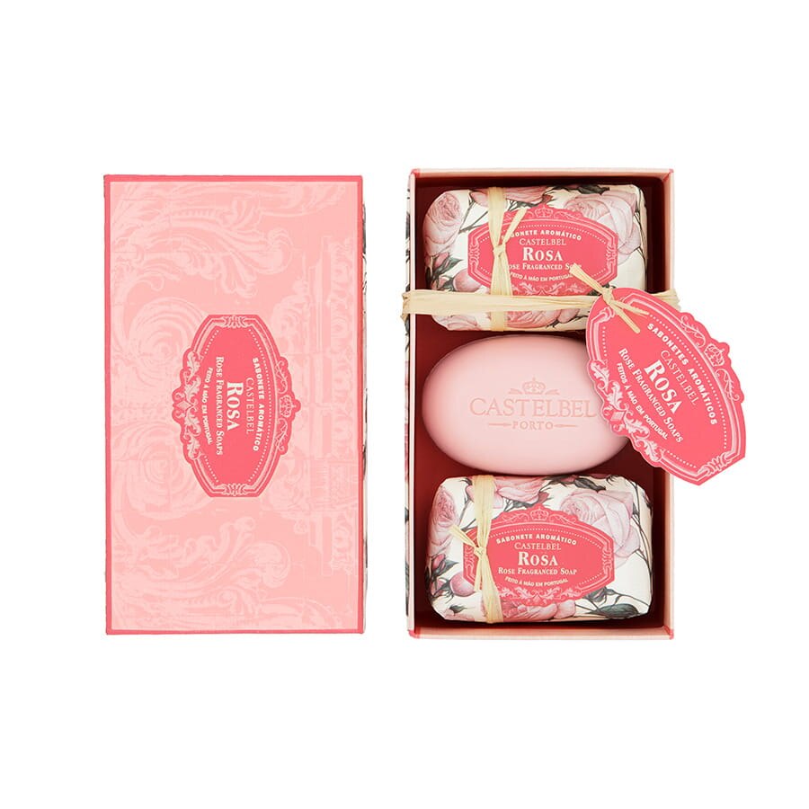 Set 3 sapunuri Castelbel, Trandafir, 150 g - eMAG.ro