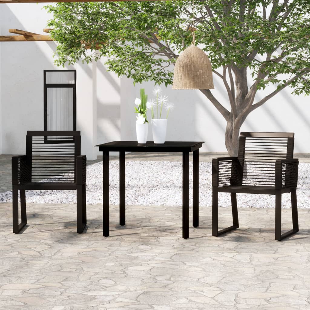 Set de mobilier pentru gradina vidaXL, 3 piese, negru, 80 x 80 x 74 cm ...