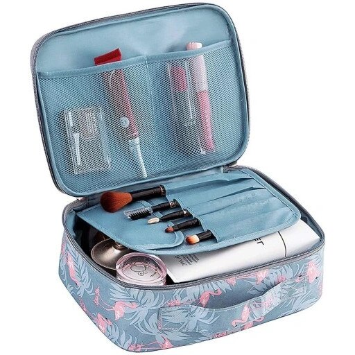 Geanta cosmetice pentru voiaj, Etlephe, Textil, 24x18x9 cm, Albastru ...