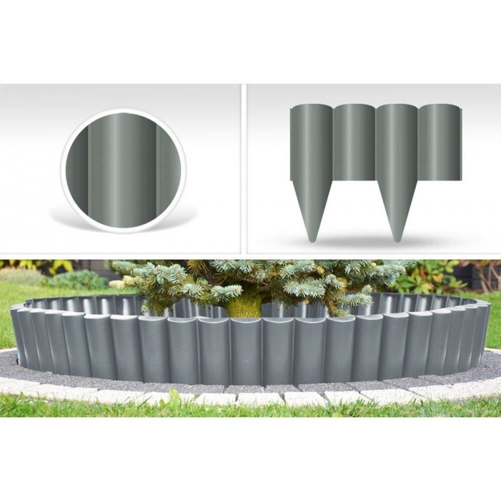 Set 10 borduri pentru gradina, plastic, antracit, 25x3x22.5 cm, 2.5 m ...