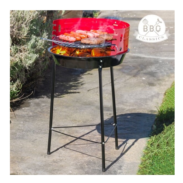 Gratar Rotund Din Metal Pe Carbuni, Pentru Gradina, Rosu, 35cm, JRH ...