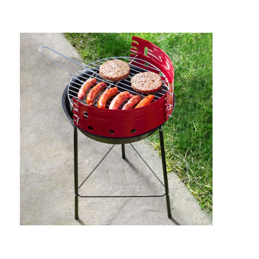 Gratar Rotund Din Metal Pe Carbuni, Pentru Gradina, Rosu, 35cm, JRH ...