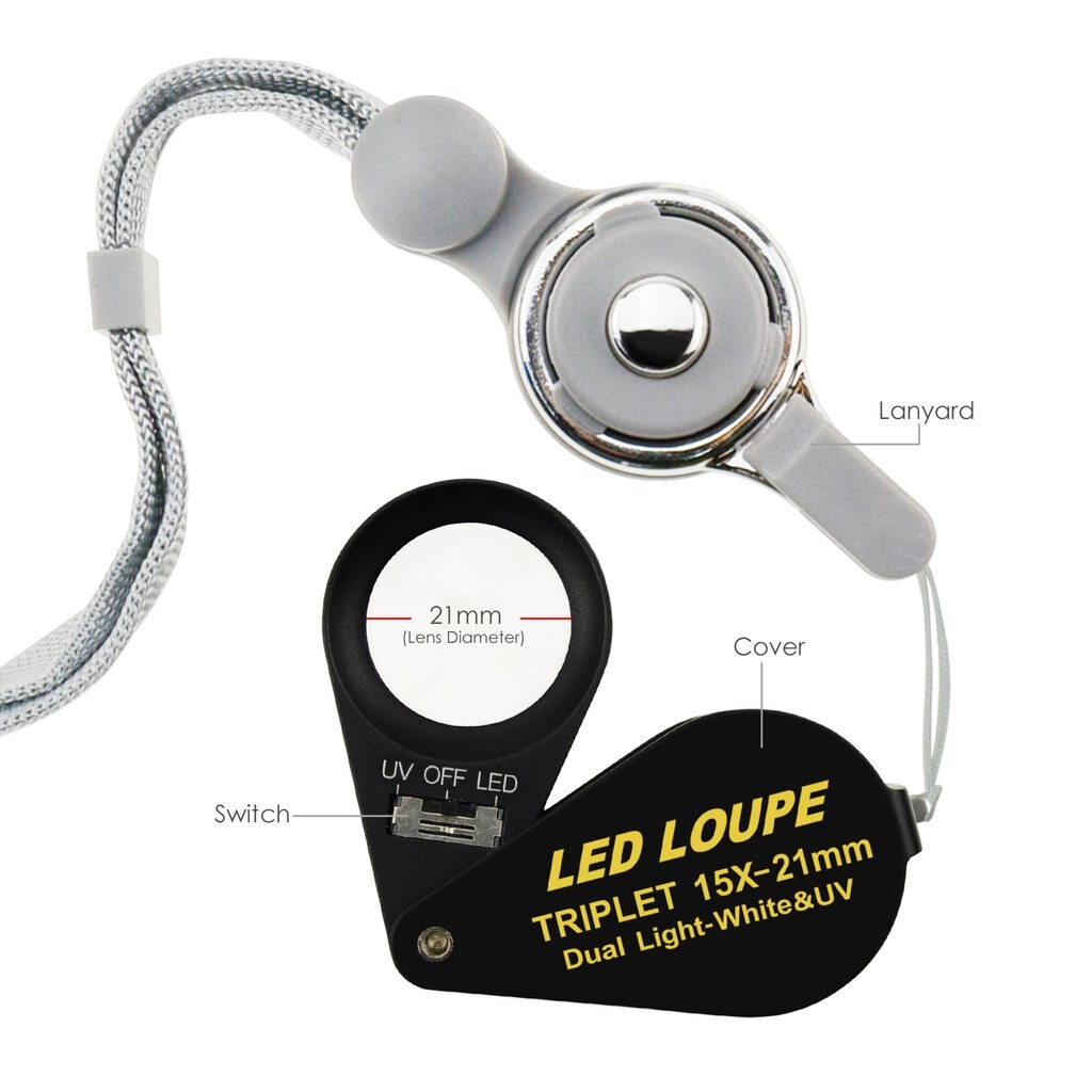Lupa, GEM-247, cu iluminare LED, cu ultraviolet iluminare, marire 15x ...