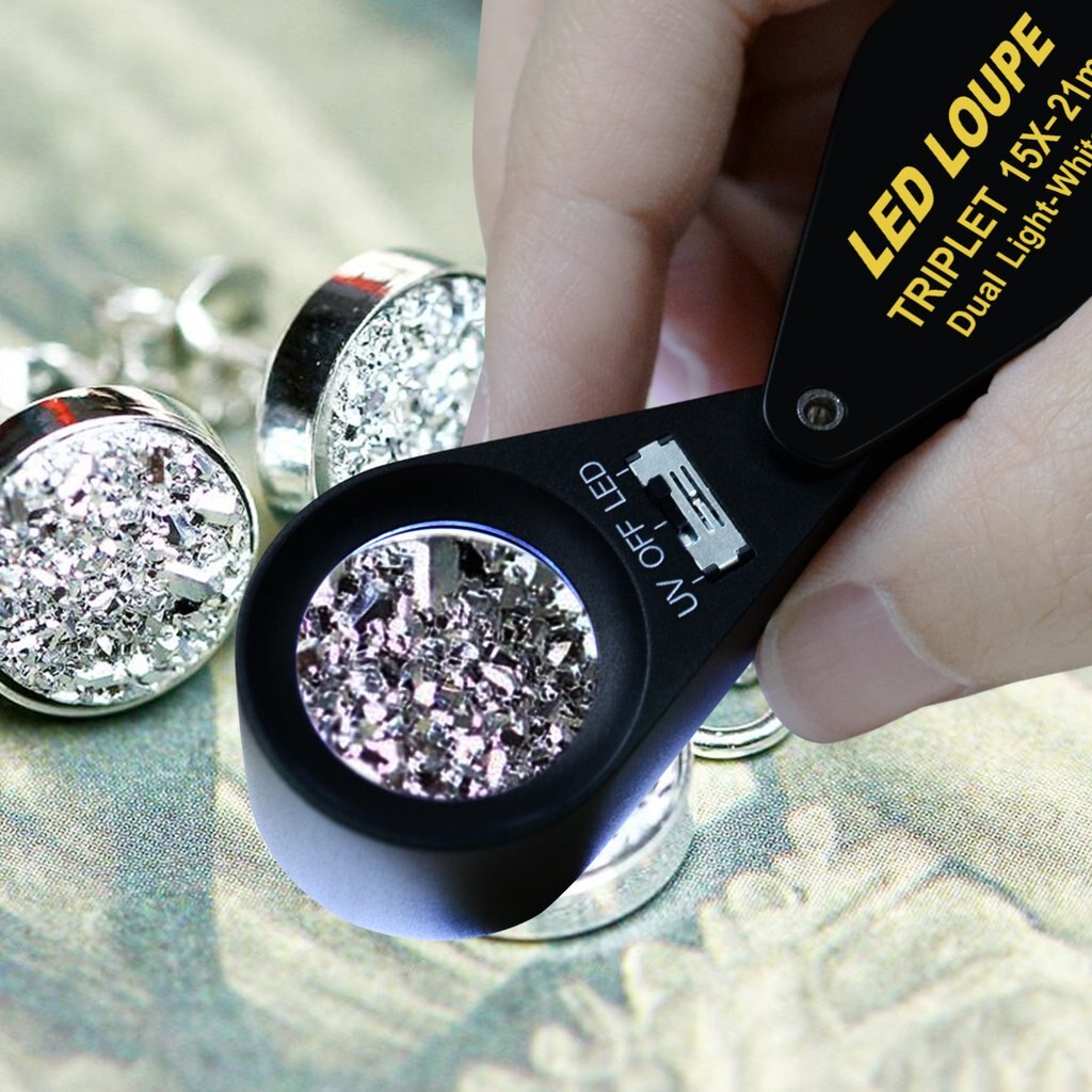 Lupa, GEM-247, cu iluminare LED, cu ultraviolet iluminare, marire 15x ...