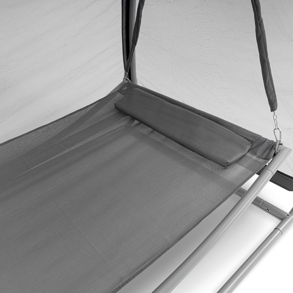 Balansoar tip pat cu plasa de tantari, perna inclusa, cadru din otel ...