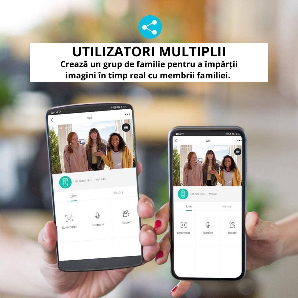 Interfon Video SMART StartONTeam, Wifi cu App Control, Senzor Detectare ...