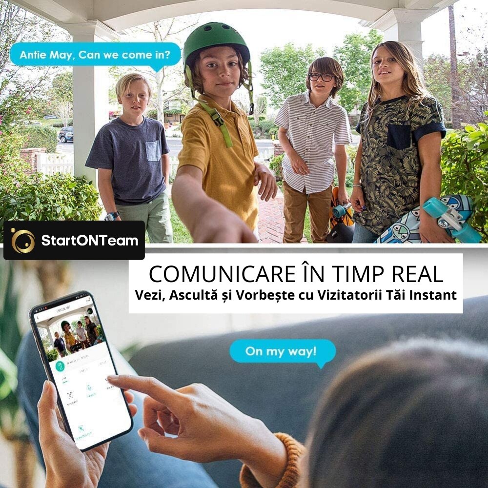 Interfon Video SMART StartONTeam, Wifi cu App Control, Senzor Detectare ...