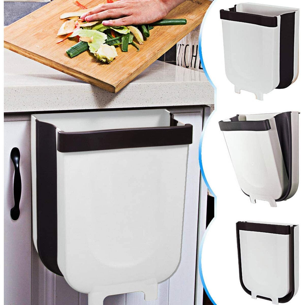 Cos de gunoi pliabil, Plastic, 9L, Alb - eMAG.ro