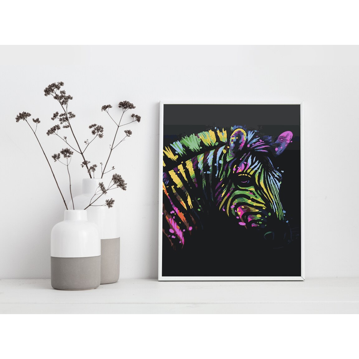 Set pictura pe numere Zebra 2941, panza bumbac pe rama lemn, 80x100 cm ...