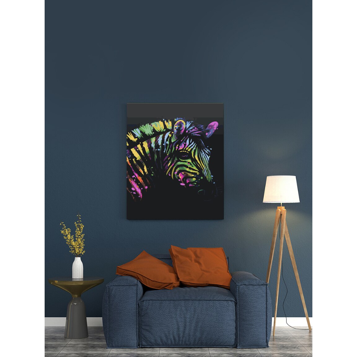 Set pictura pe numere Zebra 2941, panza bumbac pe rama lemn, 80x100 cm ...