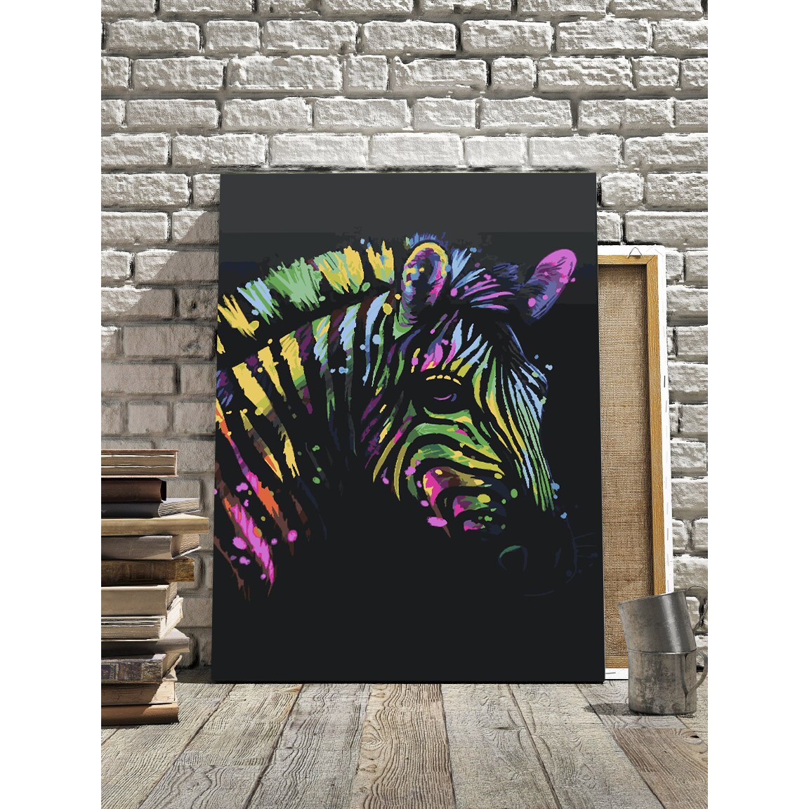 Set pictura pe numere Zebra 2941, panza bumbac pe rama lemn, 80x100 cm ...