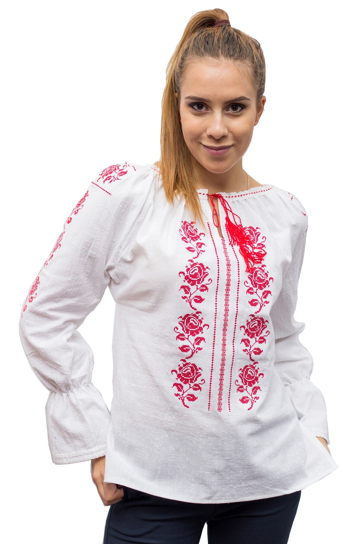 Ie populara Ana, cu broderie traditionala romaneasca, marimea XL, de ...