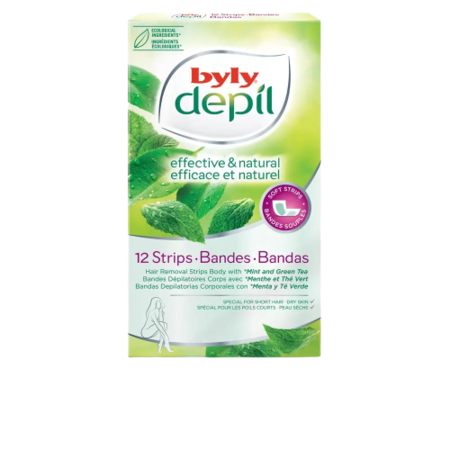 Комплект депилиращи ленти за тяло Byly, Depil, Мента и зелен чай, 12 бр ...