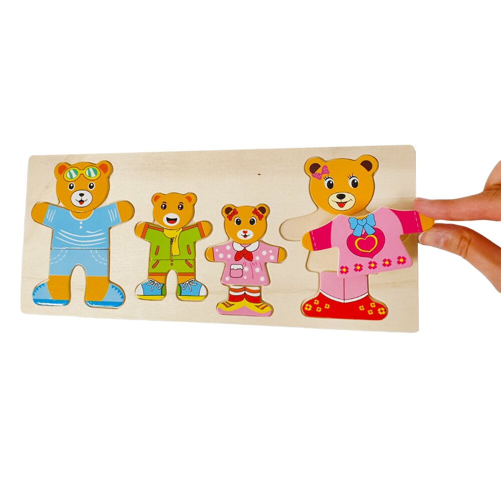 Joc de potrivire - Familia ursuletilor simpatici, puzzle din lemn, 72 ...