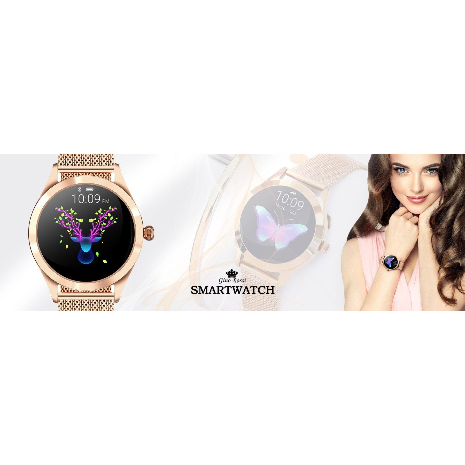 Smartwatch dama, G.Rossi, SW017-1, Otel inoxidabil, Android 5.0+/iOS 9. ...
