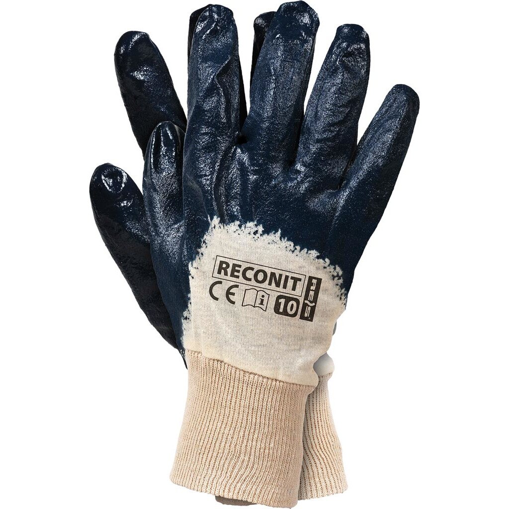 Manusi protectia muncii, Tricot/Nitril, Bej/Negru, L - eMAG.ro