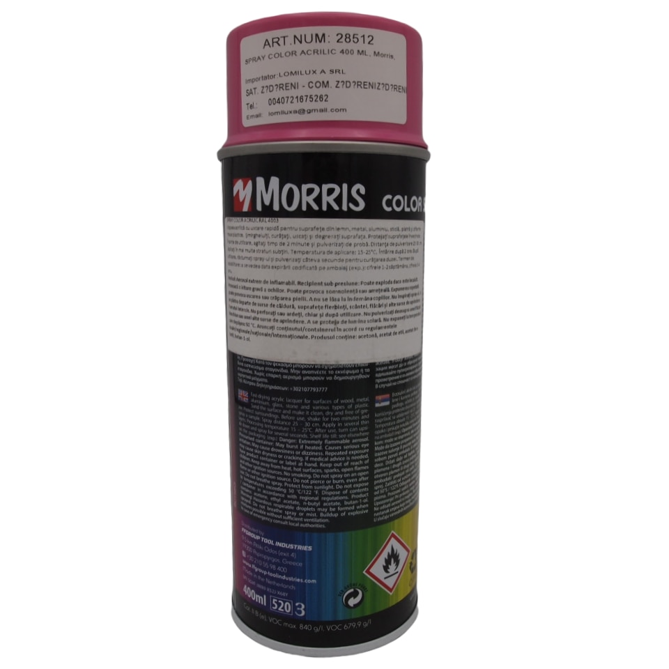 Spray vopsea violet erica, RAL 4003, lucioasa, Morris, 400 ml, acrilica ...