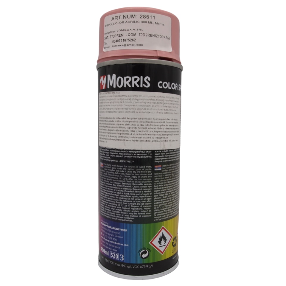 Spray vopsea roz deschis, RAL 3015, lucioasa, Morris, 400 ml, acrilica ...